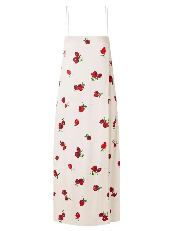 Khaite Sicily Printed Satin-twill Midi Dress - Neutrals