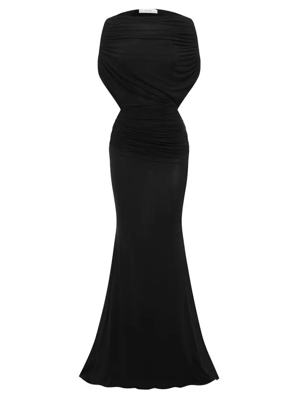 Alex Perry Draped Capelet Maxi Dress - Black