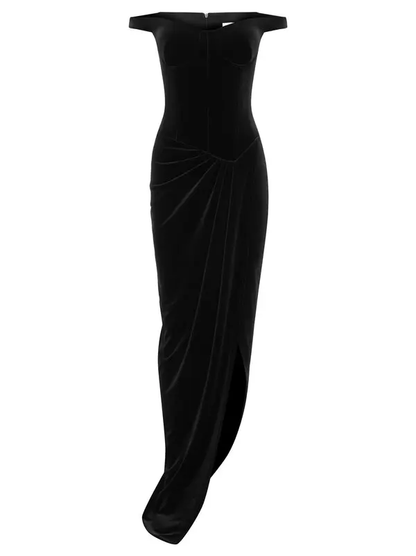 Alex Perry Off-the-shoulder Velvet Gown - Black