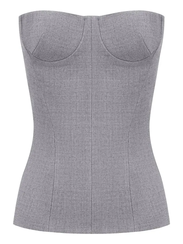 Alex Perry Cupped Suiting Corset Top - Grey