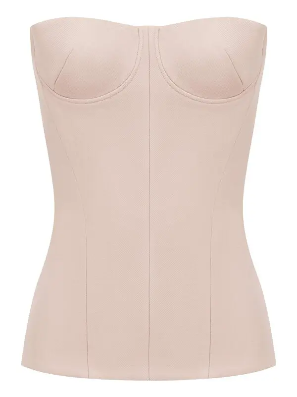 Alex Perry Cupped Suiting Corset Top - Nude