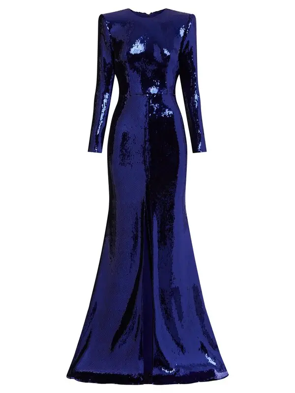 Alex Perry Sequined Long Sleeve Gown - Purple