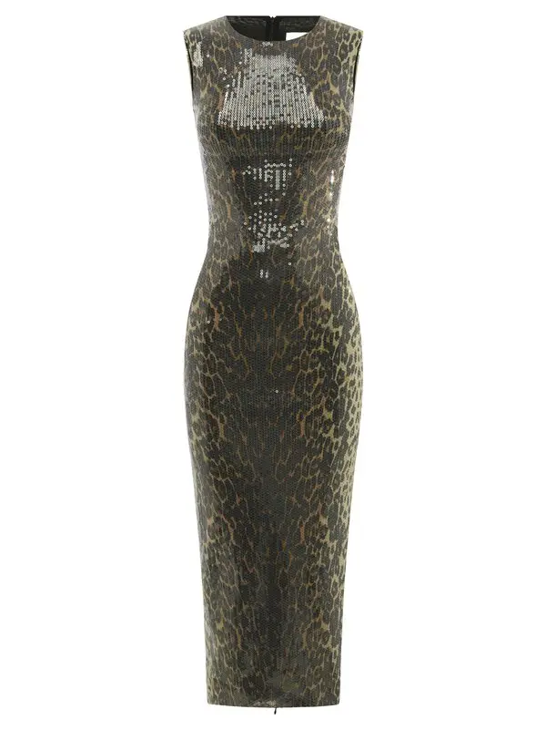 Alex Perry Sequined Leopard-print Midi Dress - Animal