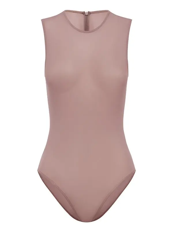Alex Perry Sleeveless Mesh Bodysuit - Taupe