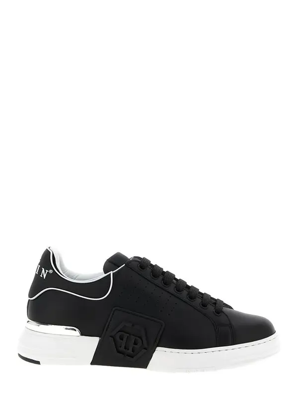 Philipp Plein Hexagon Leather Sneakers - Black