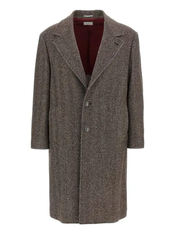 Brunello Cucinelli Single-breasted Cashmere Coat - Brown