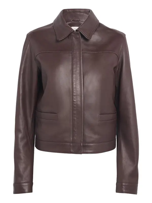 Loulou De Saison Ascot Leather Jacket - Brown