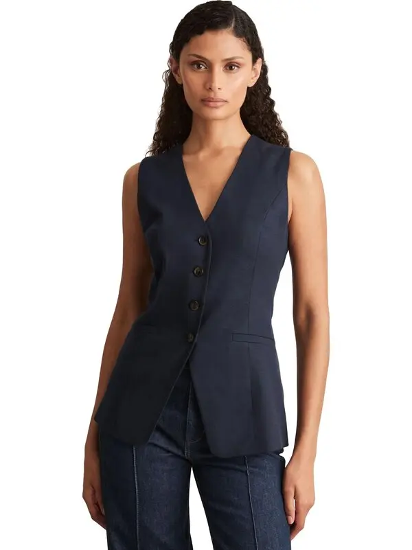 Paige Campanelli Button-through Vest - Dark Ink Blue