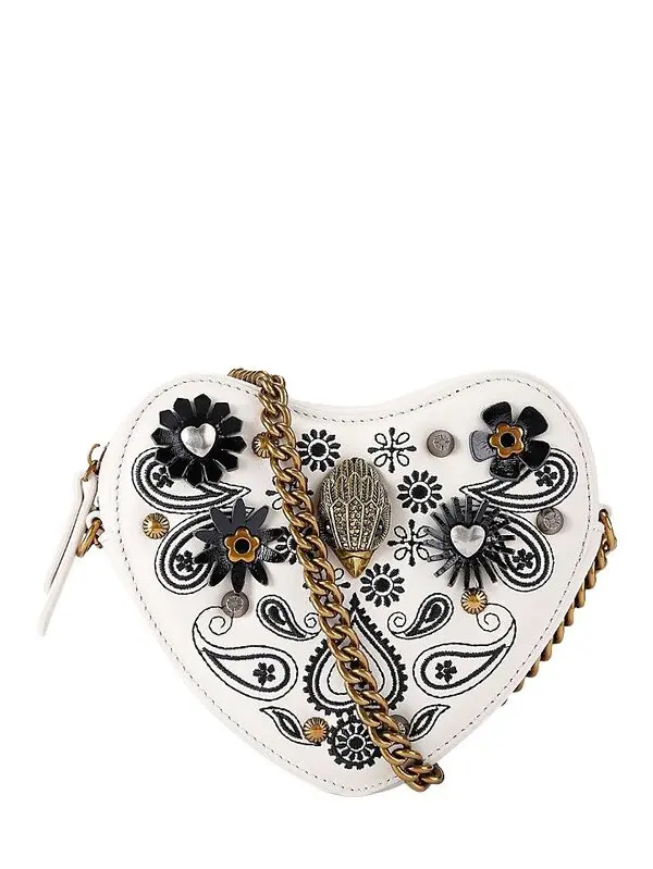 Kurt Geiger Kensington Flower Heart Crossbody - Open White
