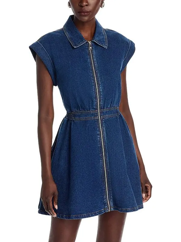Steve Madden Tucker Fit-and-flare Denim Dress - Dark Blue