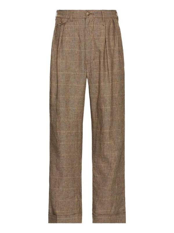 BEAMS Two-pleat Trousers - Glen Plaid Pen Stripe