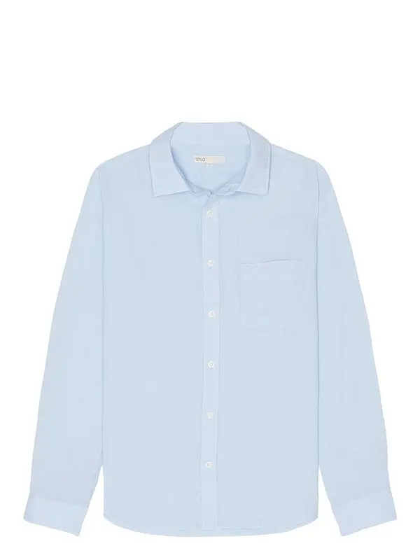 Onia Garment Dye Cotton Voile Shirt In Baby Blue - Light Blue