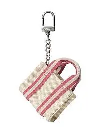 Pink Mini Tote Keychain Charm - Beige