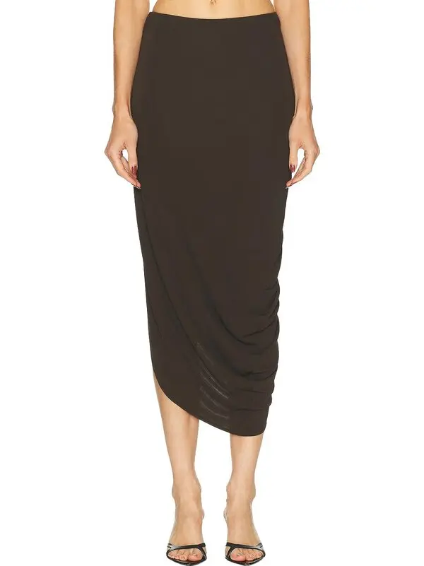 EAVES Lian Twist Midi Skirt - Dark Brown