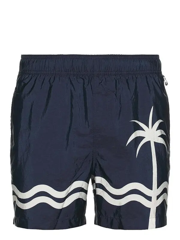 Onia Nylon Crinkle 5 Swim Trunk - Deep Navy & White
