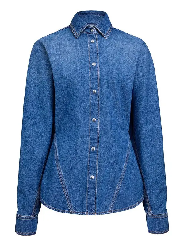 Alaïa Curved Denim Shirt - Bleu Mineral