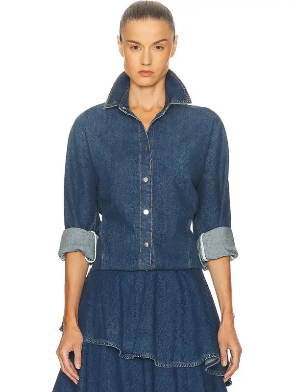 Alaïa Curved Denim Shirt - Bleu Mineral