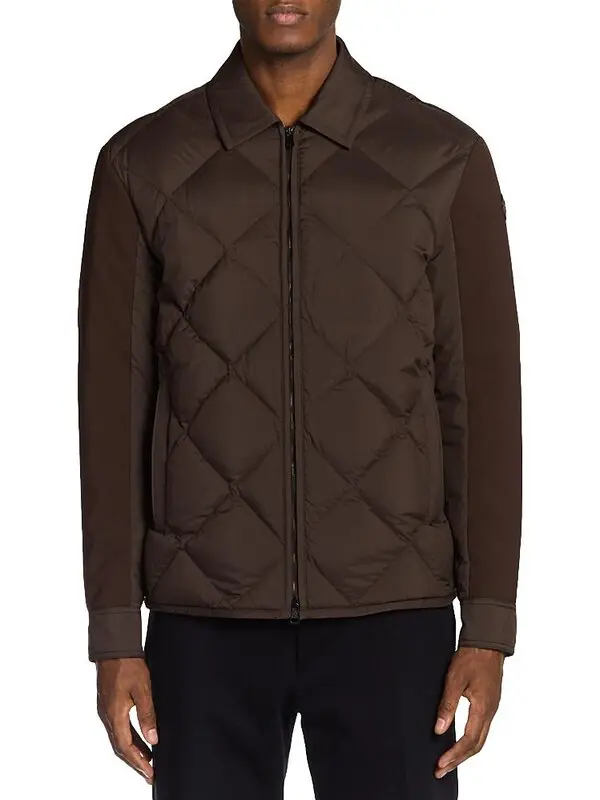 Moncler Aiguille Quilted Mixed Media Jacket - Espresso Bean