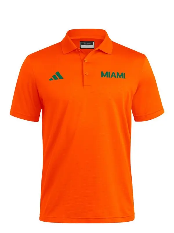 Adidas Miami Hurricanes Coaches Ottoman Polo - Collegiate Orange / Dark Green