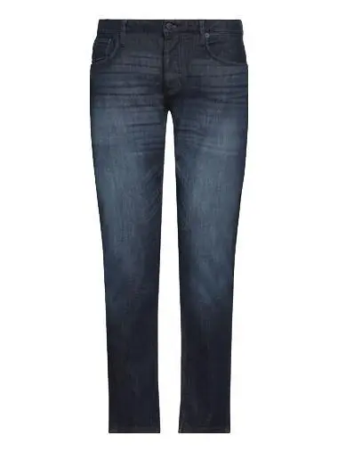 Emporio Armani Tapered Jeans With Leather Trims - Blue