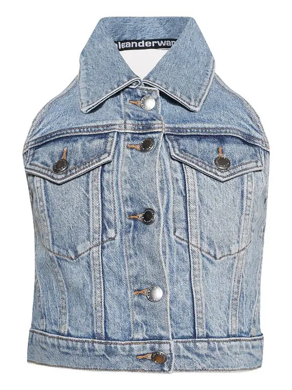 Alexander Wang Stretch Denim Halter Top - Blue