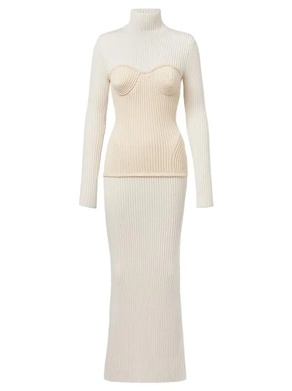 JEAN PAUL GAULTIER Stretch Merino Wool Dress - White