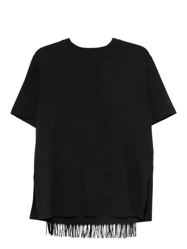Sportmax Fringe-detail T-shirt - Black