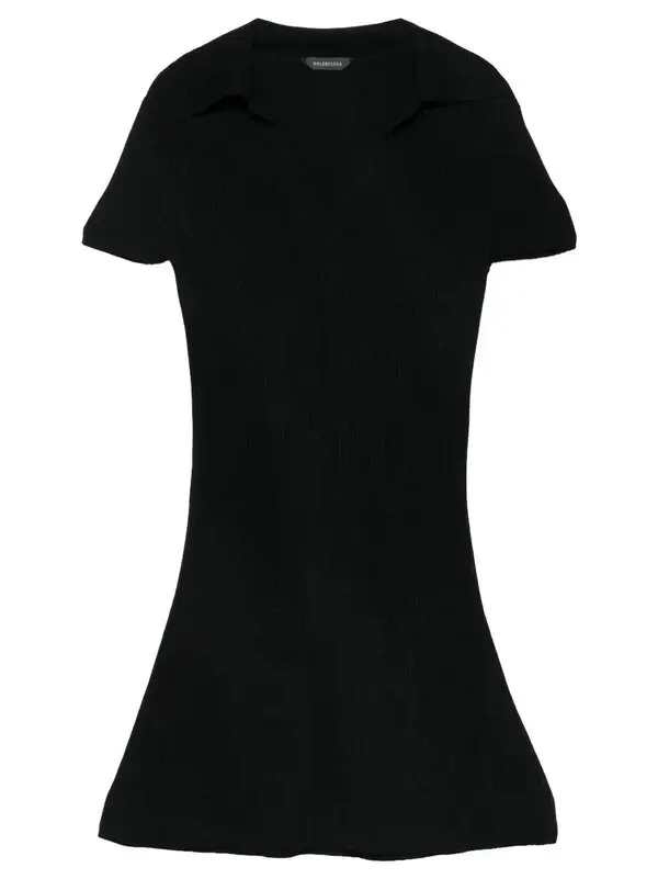 Balenciaga Ribbed Mini Dress - Black