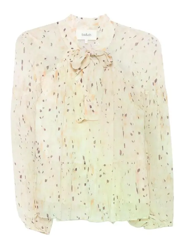 Ba&sh Kamala Printed Blouse With Bow Detail - Neutrals