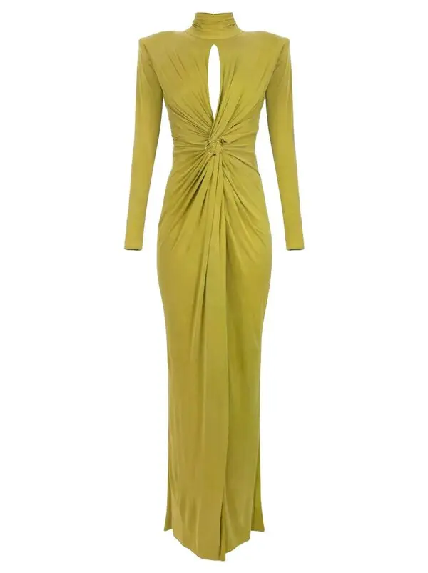 Elisabetta Franchi High-neck Draped Dress - Yellow