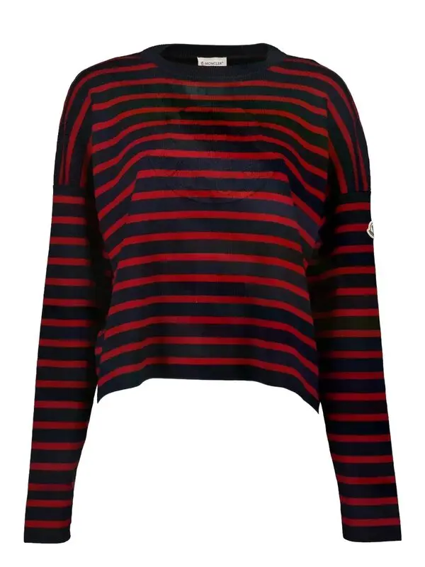 Moncler Striped Wool Sweater - Red