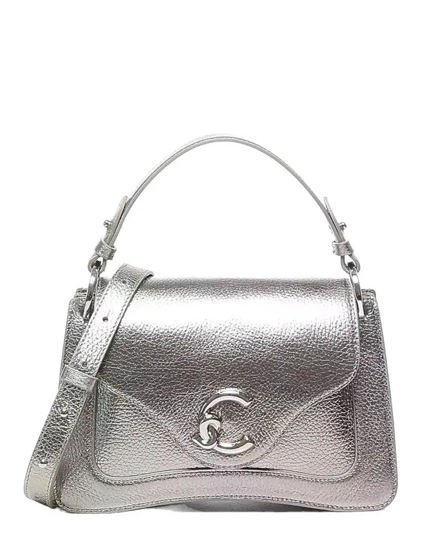 COCCINELLE C-me Metallic Leather Tote Bag - Silver