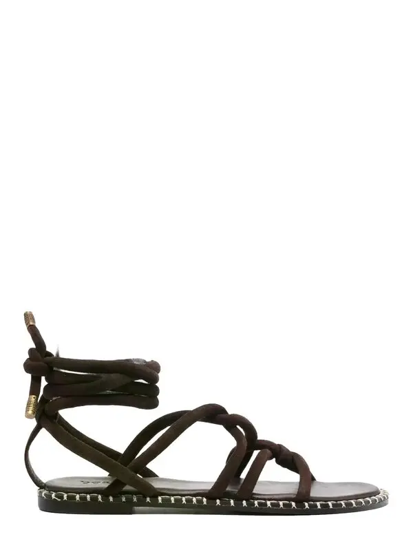 Ba&sh Cuba Leather Lace-up Sandals - Brown