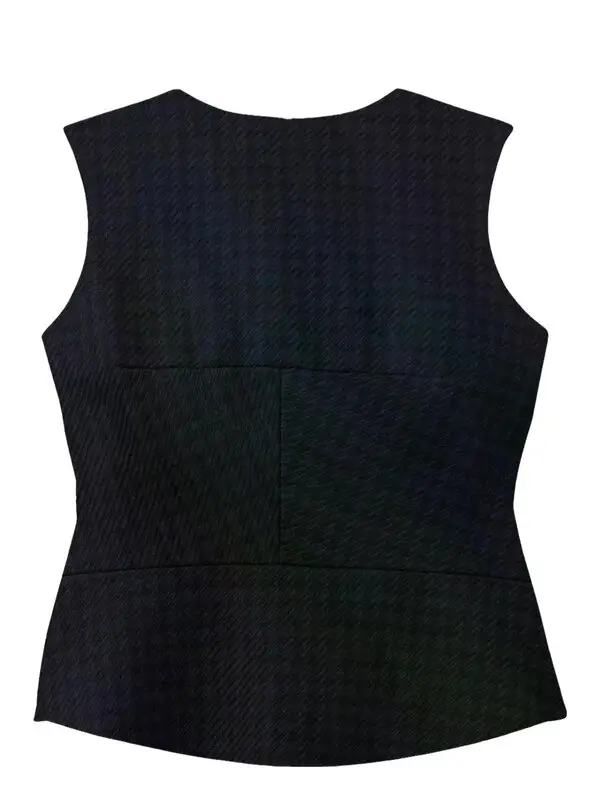 St. John Houndstooth Sleeveless Tank Top - Black