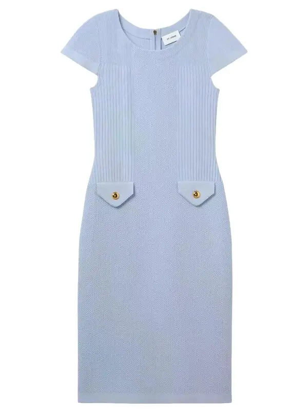 St. John Ribbed Knit Dress - Blue