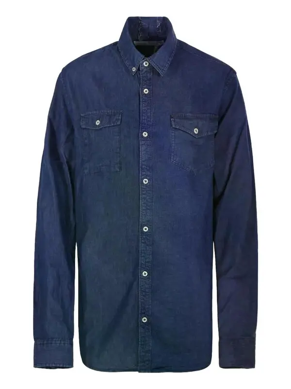 E.L.V. DENIM Double-pocket Denim Shirt - Blue
