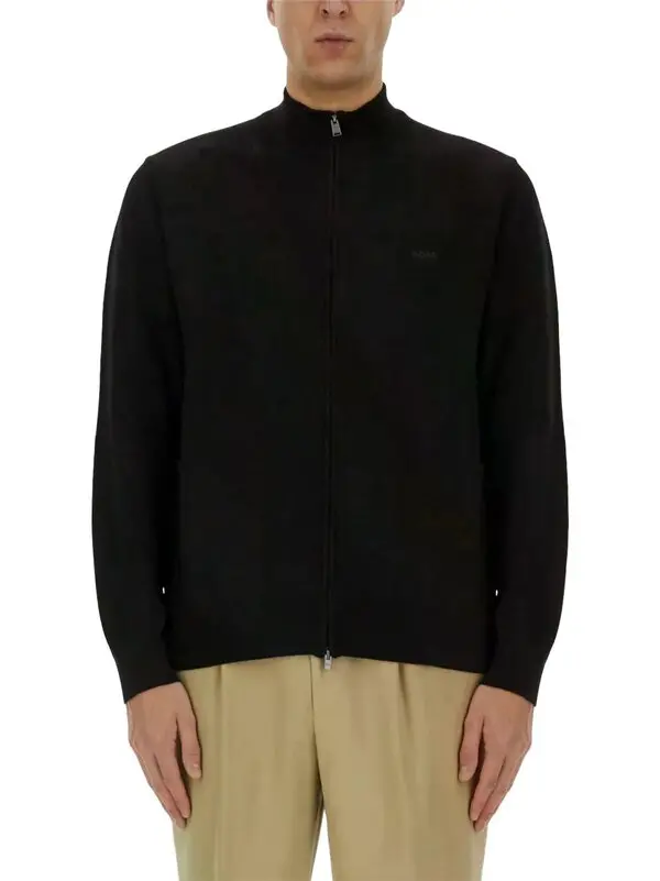 BOSS Zipped Cotton Sweatshirt - Black
