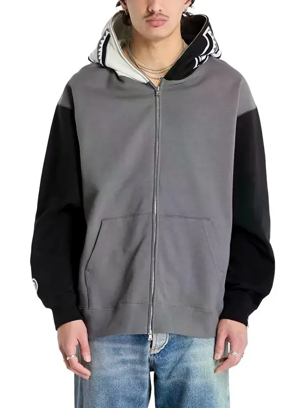 A BATHING APE Shark-pattern Zip-up Hoodie - Grey