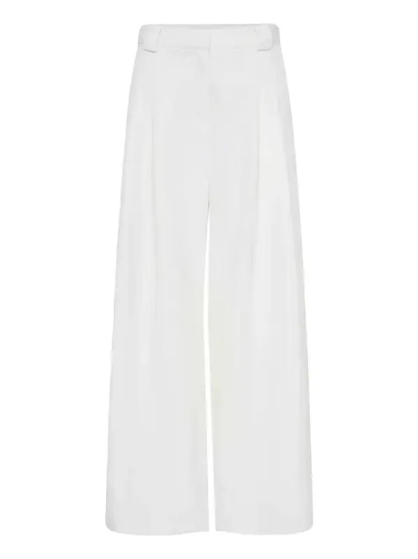 ST. AGNI Pleated Wide-leg Trousers - White