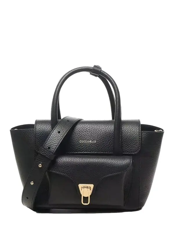 COCCINELLE Grained Leather Flap Bag - Black