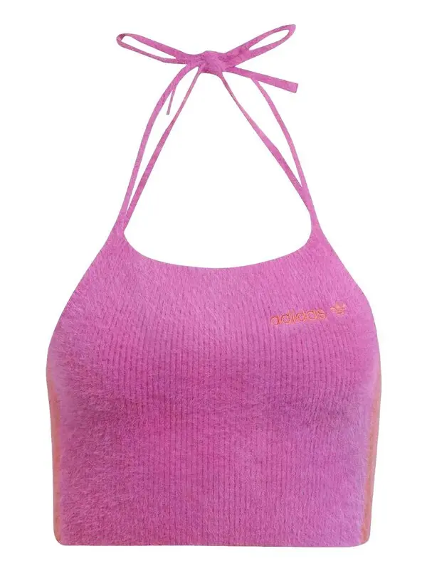 Adidas Halter Fluffy-knit Tank Top - Pink