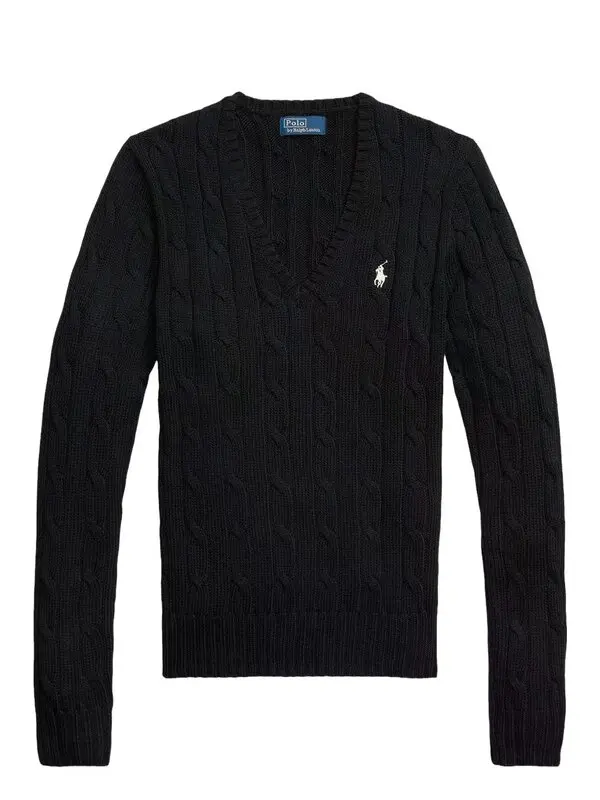 Polo Ralph Lauren Cable-knit V-neck Sweater - Black