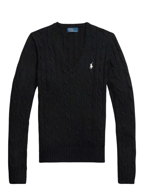Polo Ralph Lauren Cable-knit V-neck Sweater - Black