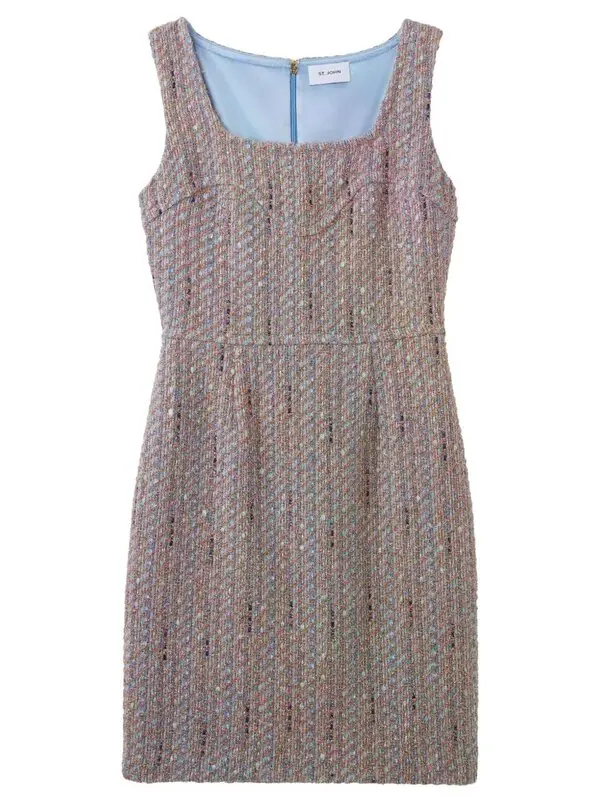 St. John Diagonal Lurex Tweed Dress - Periwinkle Rose Lurex Multi