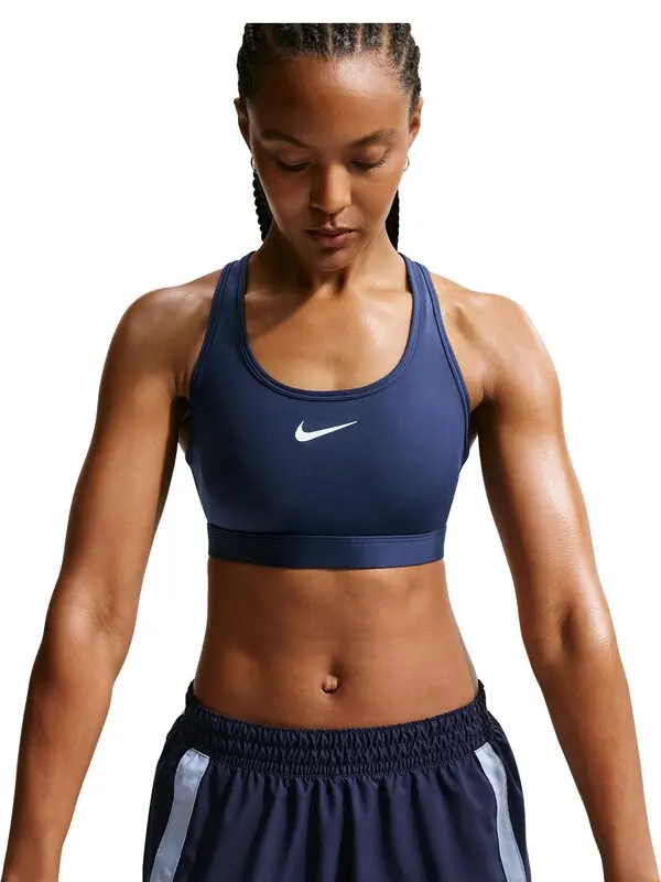 Nike Swoosh Medium-support Padded Sports Bra - Blue
