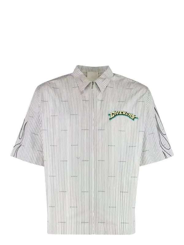 Givenchy Flame-print Striped Shirt - Grey