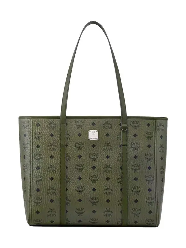 Mcm Leather Shopper Bag - Green