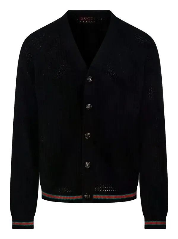 Gucci Ribbed-knit Button Cardigan - Black