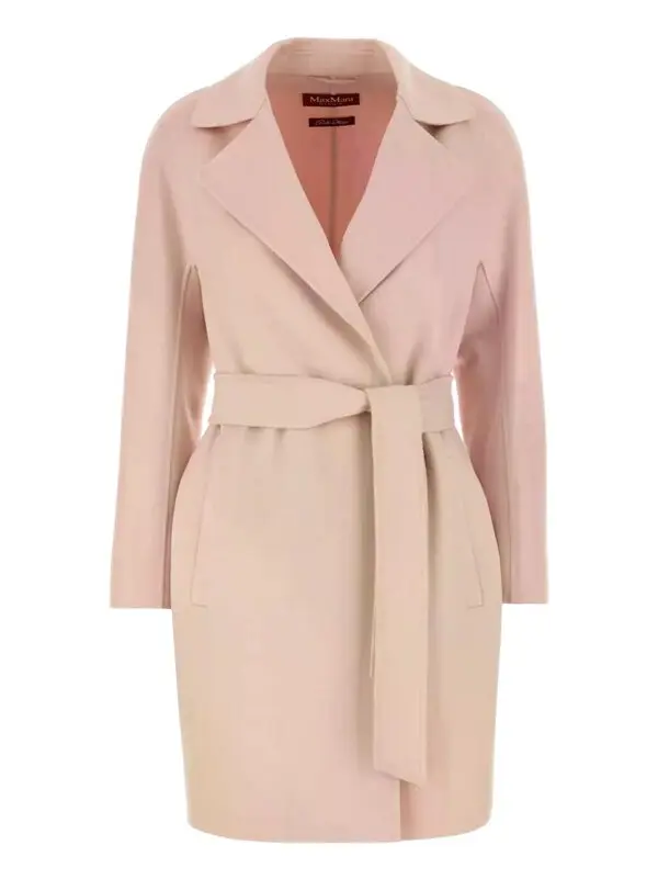 Max Mara Ajaccio Belted Wool Blend Coat - Pink
