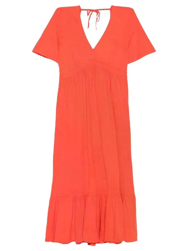 Ba&sh Victoria Tie-neck Tiered Dress - Orange